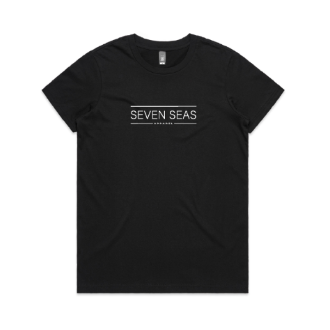 SEVEN SEAS - WOMENS TEE - BLACK – Seven Seas Apparel