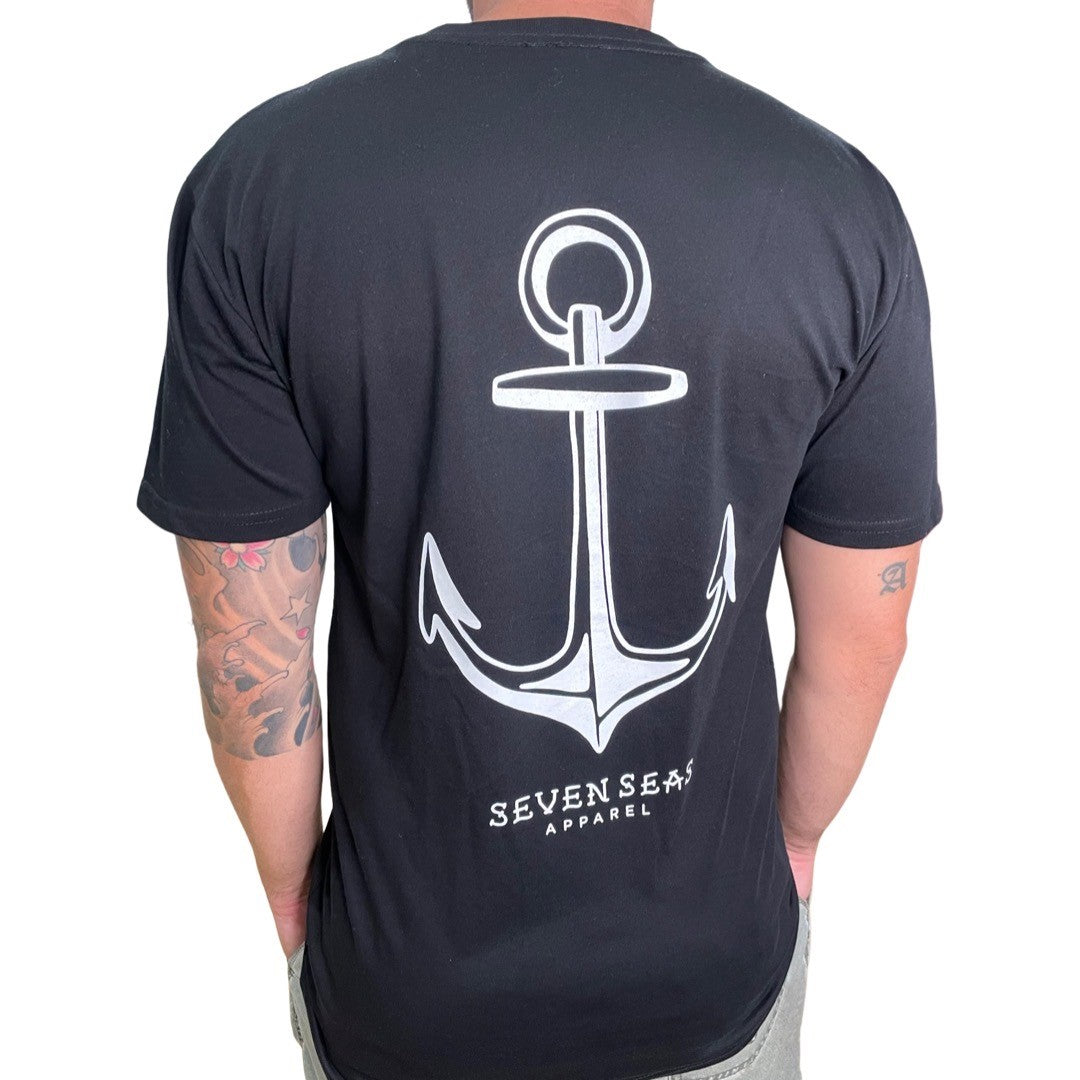 ANCHOR - MEN'S TEE - BLACK/WHITE – Seven Seas Apparel