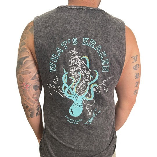 KRAKEN - MEN'S TANK - BLACK STONEWASH – Seven Seas Apparel